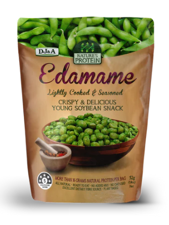 DJ&A EDAMAME COOKED & SEASONED 52G – Homegrown Foods Ltd